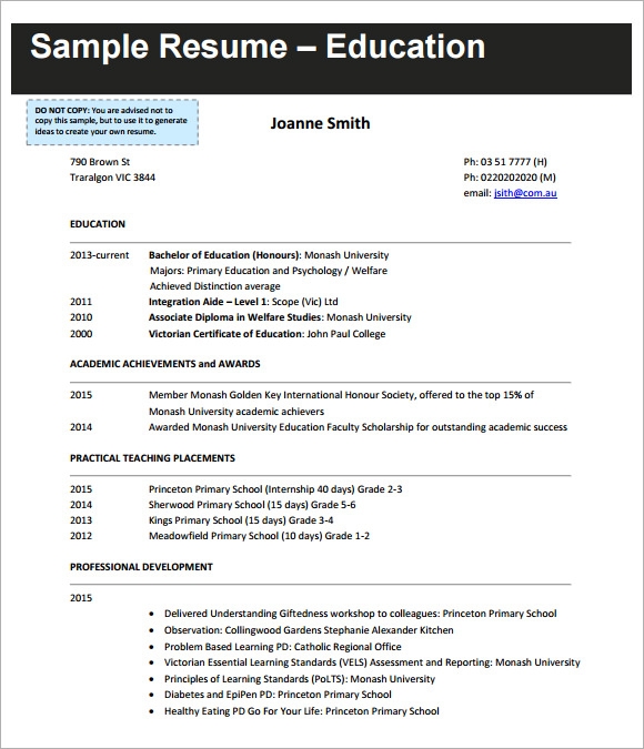 Download Free Free Teaching CV Template Free Teaching CV Template 