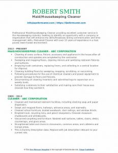 Download Free Maid/Housekeeping Cleaner Resume .Docx (Word) Template on ...