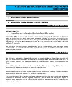 Download Free Delivery Driver Assistant Job Description .Docx (Word ...