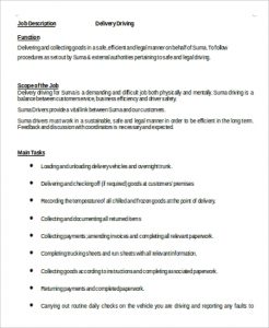 Download Free Delivery Driver Job Description in Word .Docx (Word ...