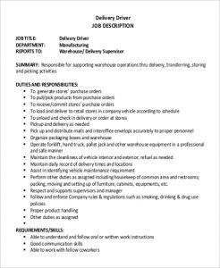 Download Free Basic Delivery Driver Job Description .Docx (Word ...