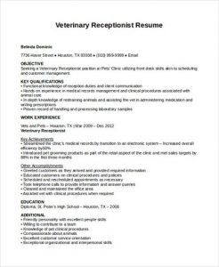 Download Free Veterinary Receptionist Resume .Docx (Word) Template on ...