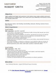 Download Free Lead Cashier Resume .Docx (Word) Template on ...