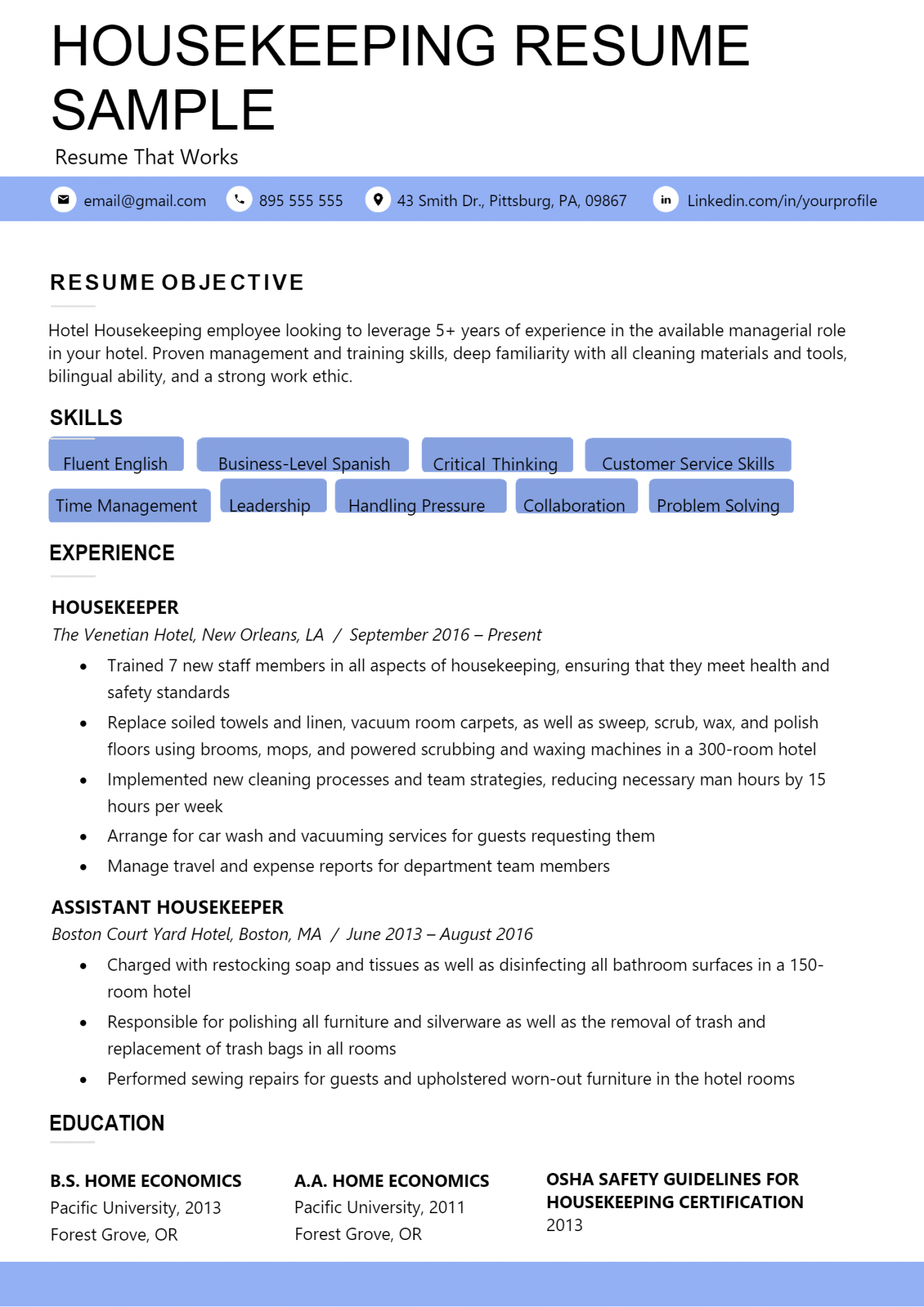 Download Free Housekeeping Resume .Docx (Word) Template on ...
