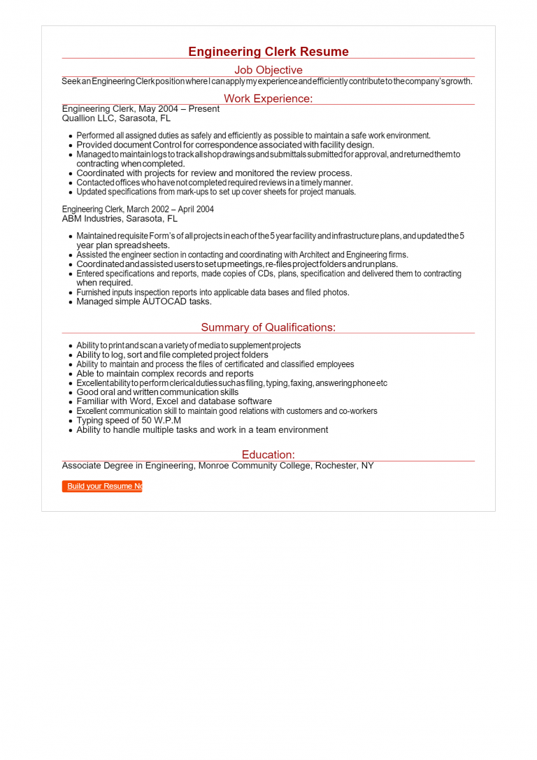 Download Free Engineering Clerk .Docx (Word) Template on ...