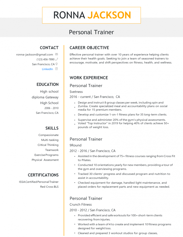Download Free Personal Trainer Resume .Docx (Word) Template on ...