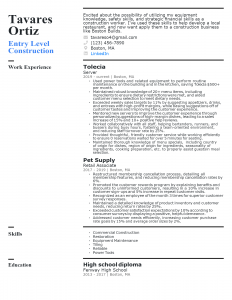 Download Free Entry level Construction Worker Resume .Docx (Word ...