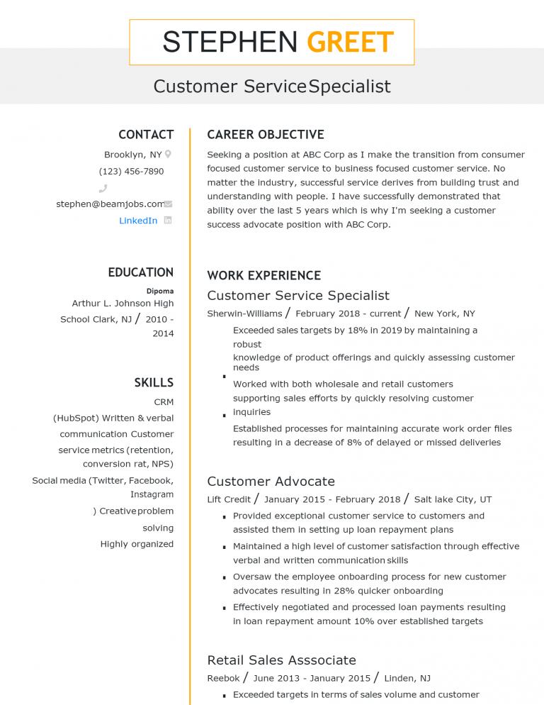 Download Free Customer Service Representative Resume .Docx (Word ...