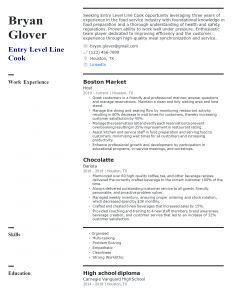 Download Free Entry-level Line Cook Resume .Docx (Word) Template on ...