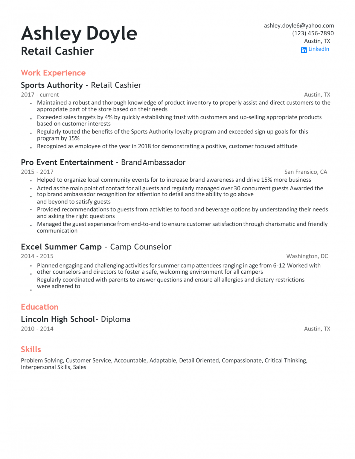 Download Free Retail Cashier Resume .Docx (Word) Template on ...