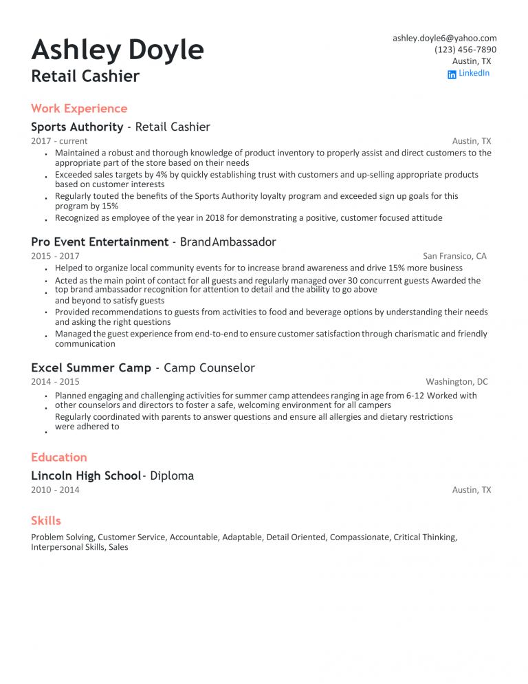 Download Free Retail Cashier Resume .Docx (Word) Template on ...