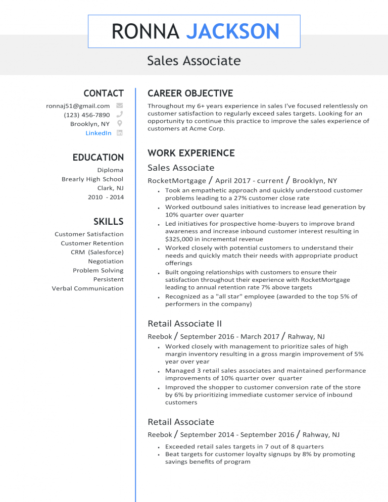 Download Free Sales Associate Resume .Docx (Word) Template on ...