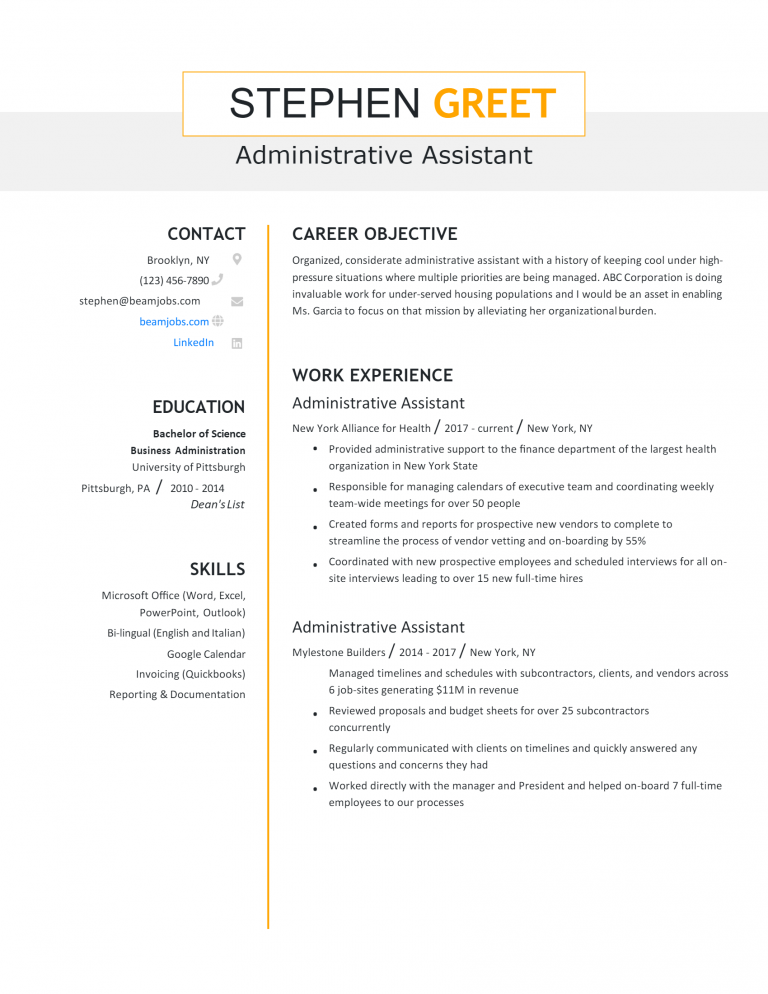 Download Free Administrative Assistant Resume .Docx (Word) Template on ...