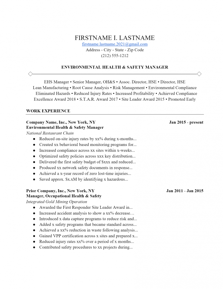 Download Free Environmental Manager Resume .Docx (Word) Template on ...