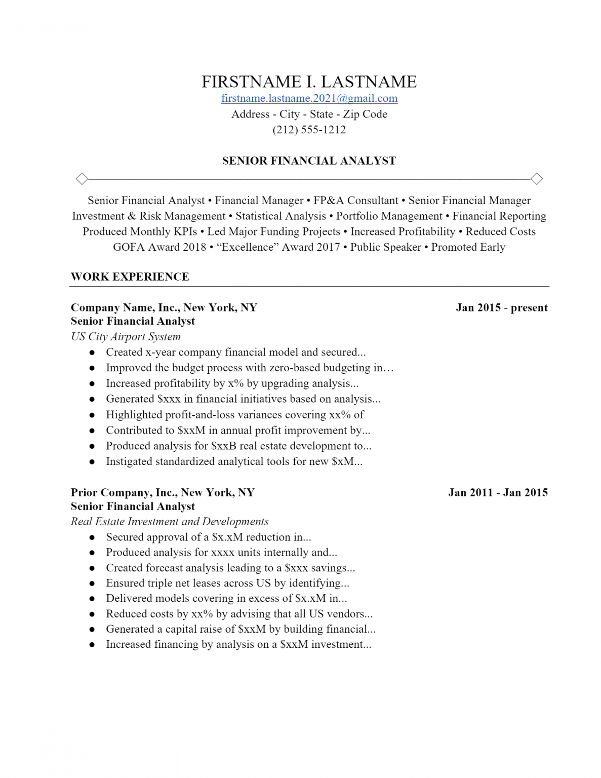 Download Free Financial Analyst Resume .Docx (Word) Template on ...