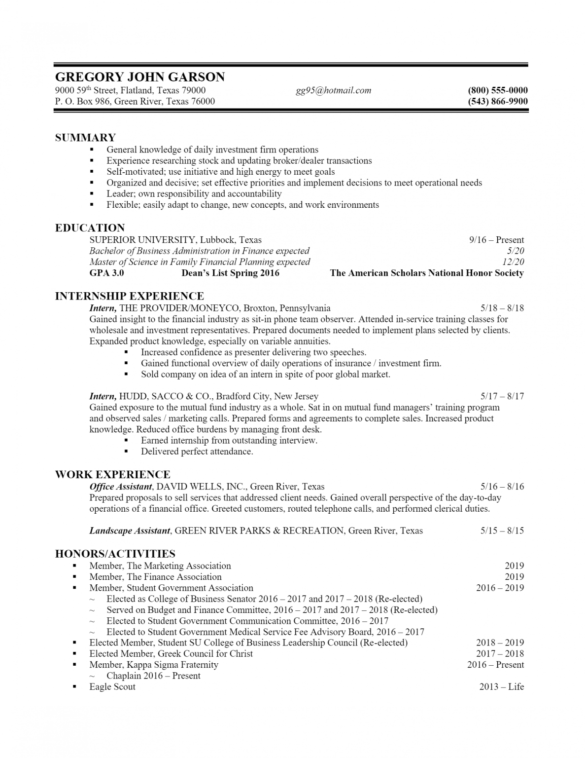 Download Free Finance Resume .Docx (Word) Template on ResumeThatWorks.com