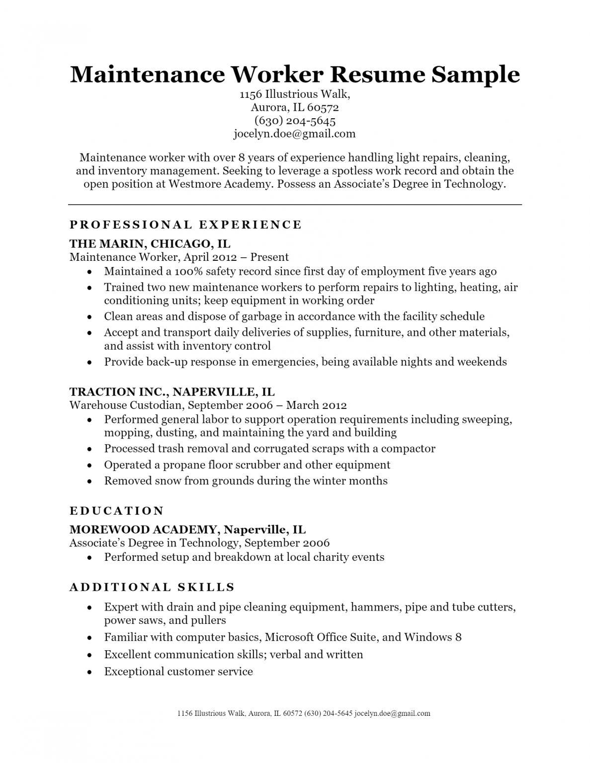 Download Free Maintenance Resume .Docx (Word) Template on ...