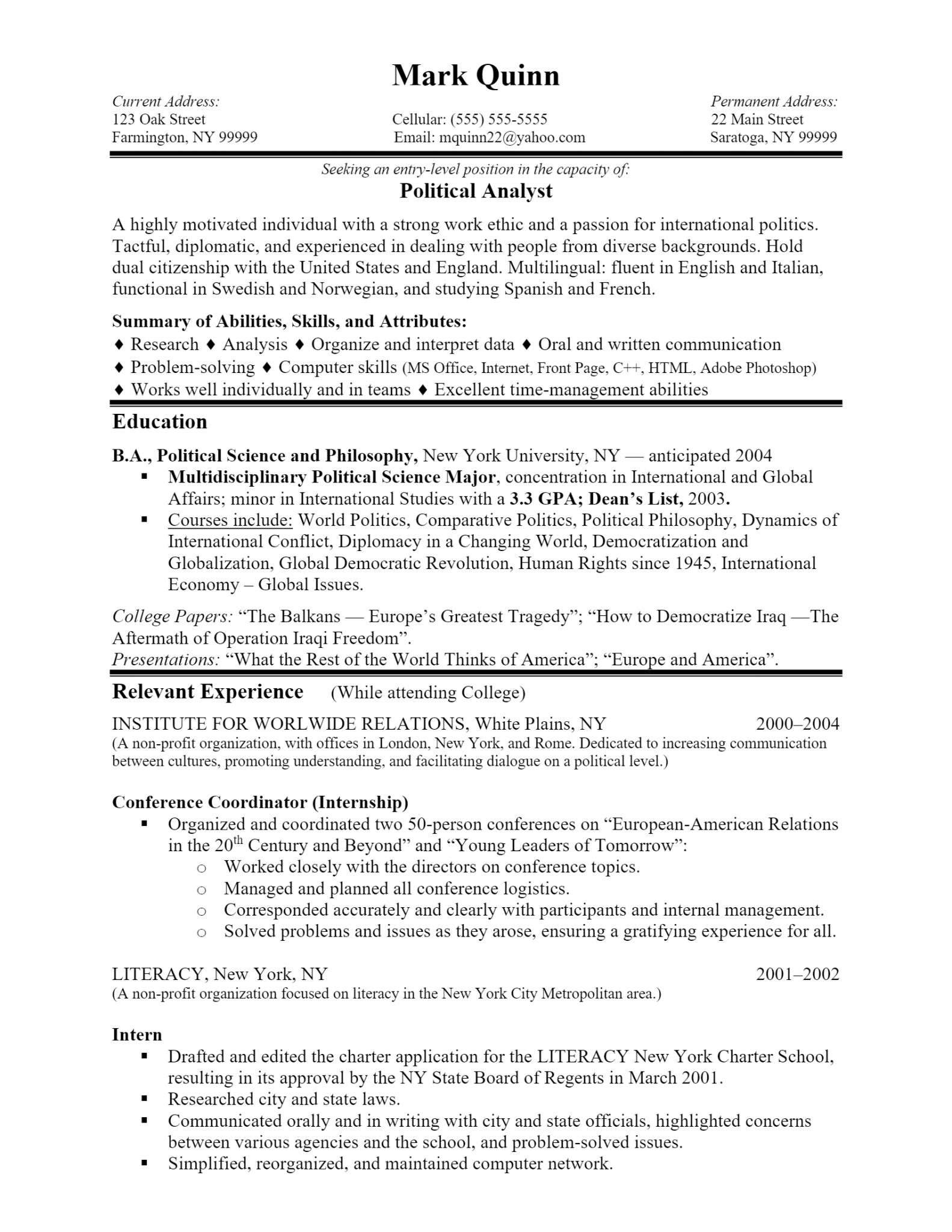 Download Free Political Analyst Resume .Docx (Word) Template on ...
