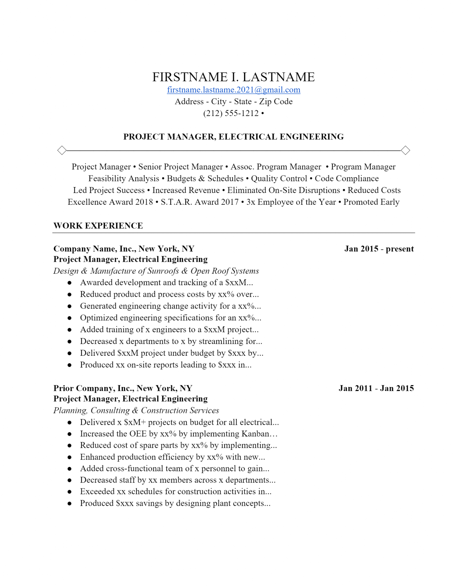 Download Free Project Manager Resume .Docx (Word) Template on ...