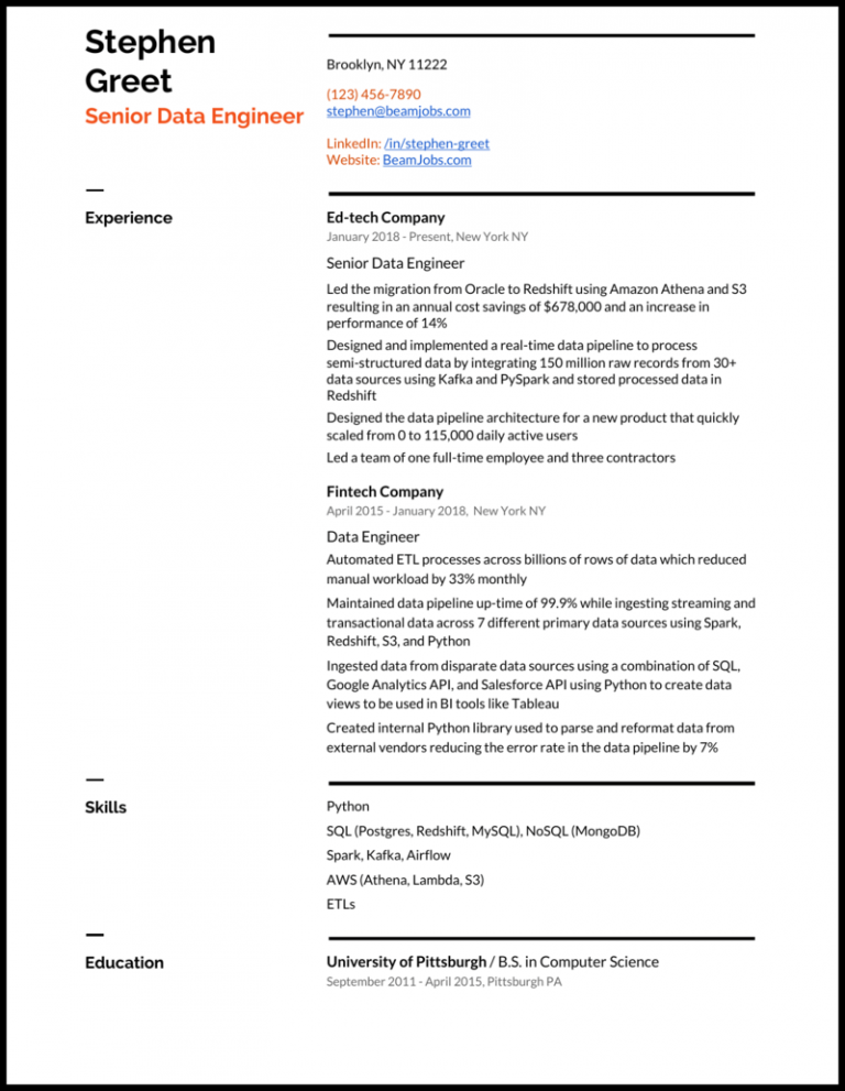Download Free Senior Data Engineer Resume Example .Docx (Word) Template ... Download Free Senior Data Engineer Resume Example .Docx (Word) Template ...