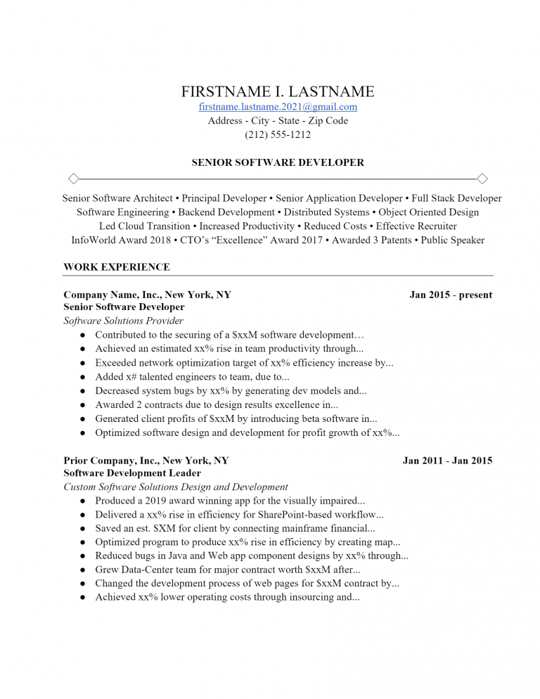 Download Free Software Developer Resume .Docx (Word) Template on ...