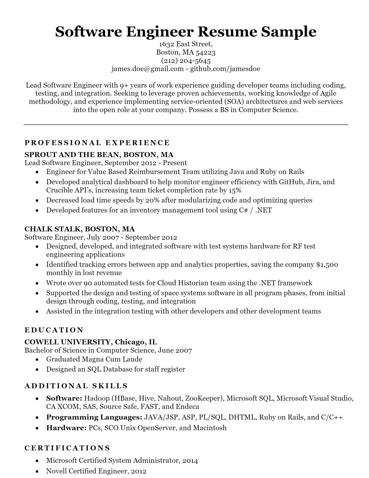 Download Free Software Engineer .Docx (Word) Template on ...