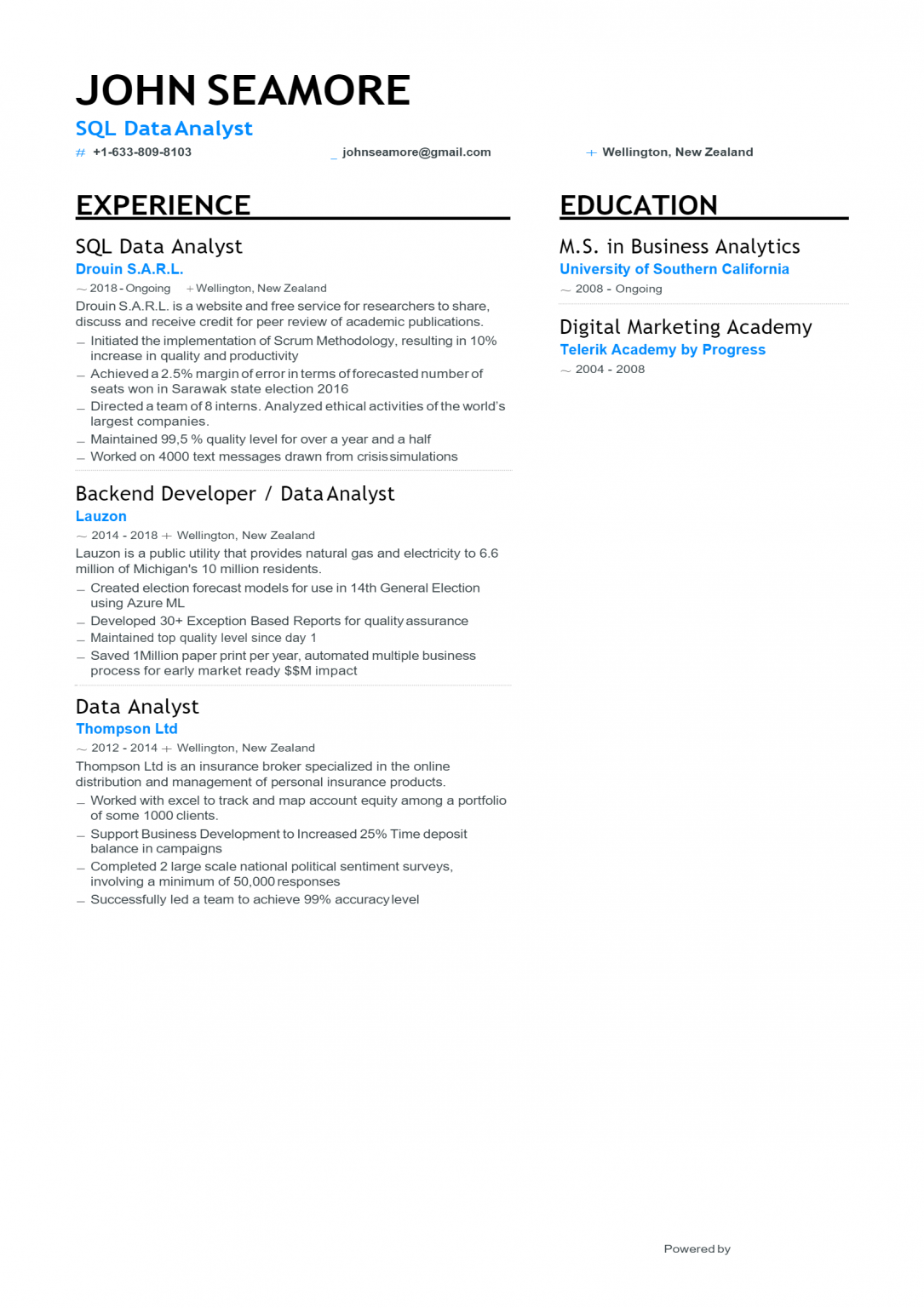 Download Free SQL Data Analyst .Docx (Word) Template on ResumeThatWorks.com