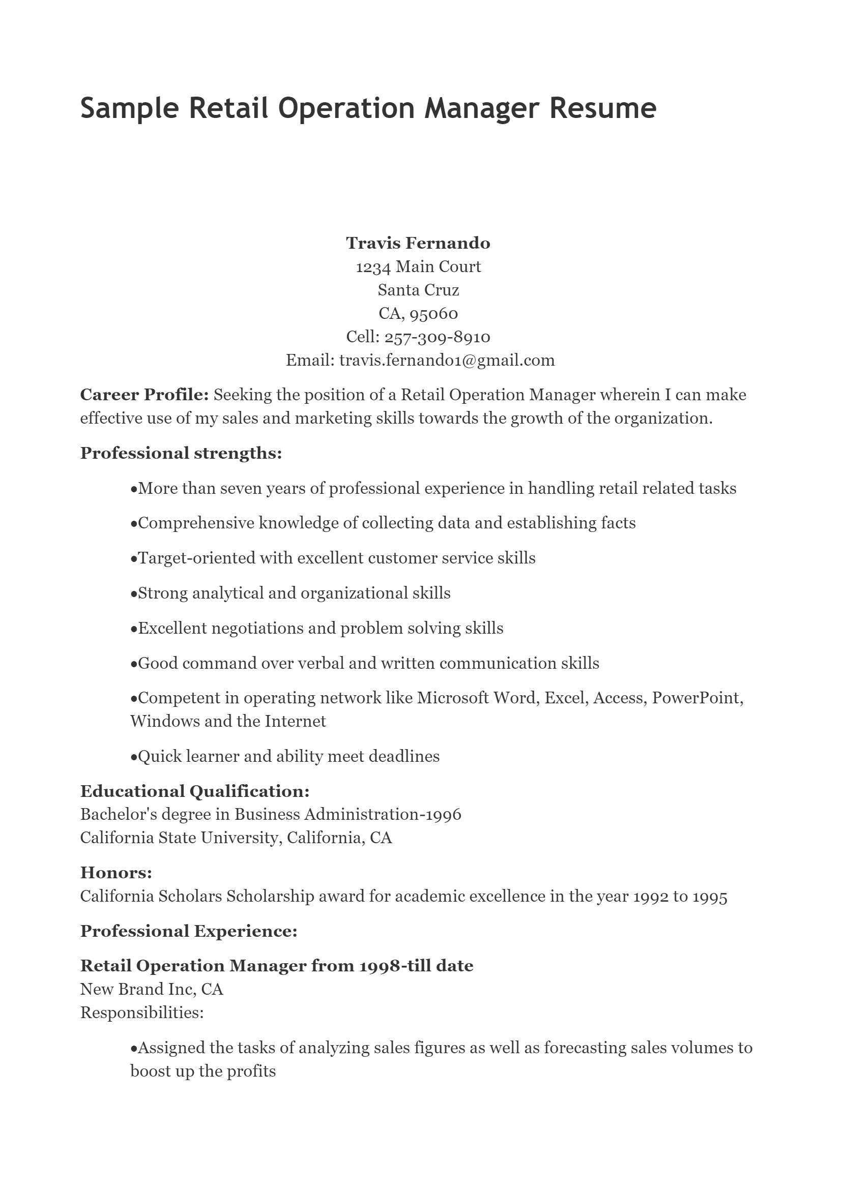 Download Free Operations Manager Operations Manager Docx Word