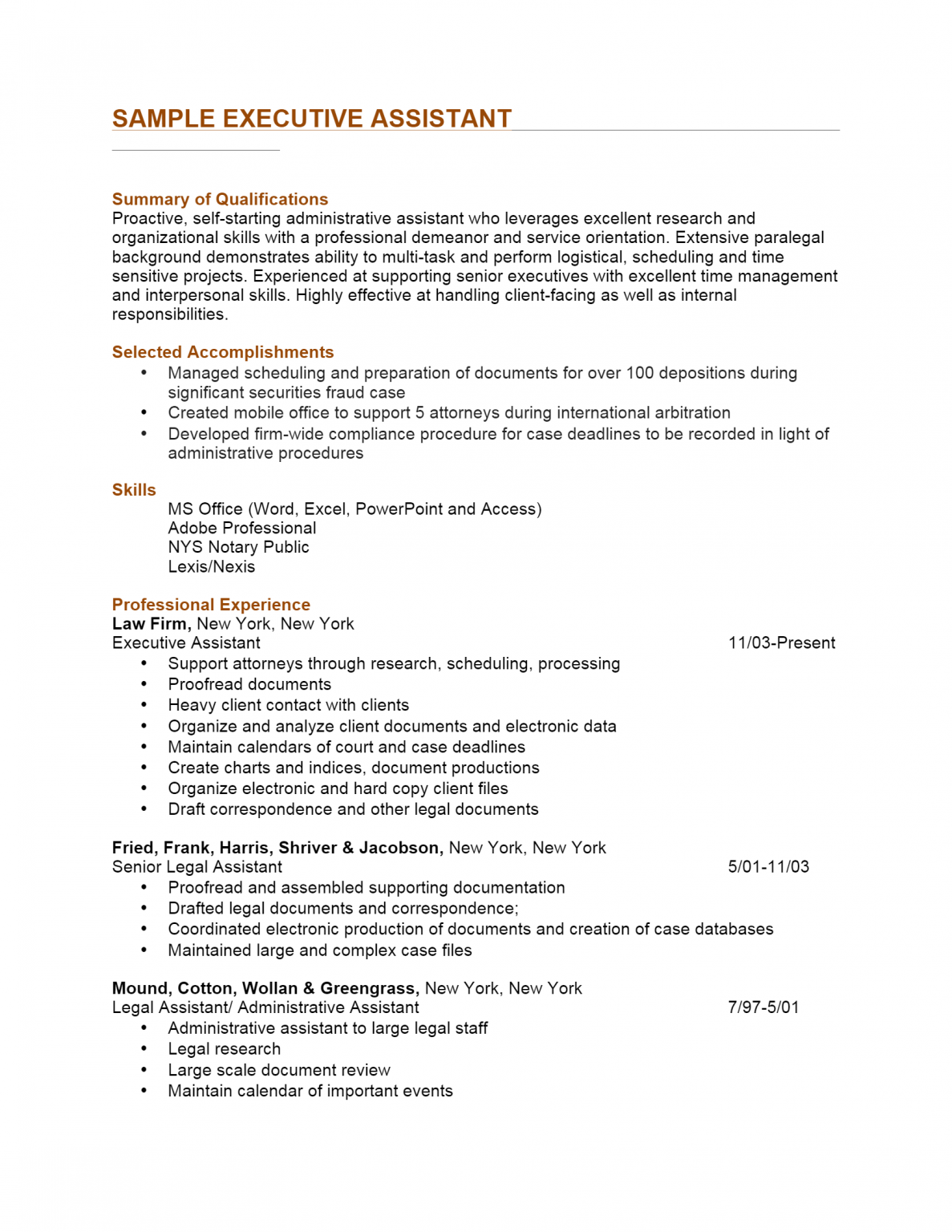 Download Free Executive Assistant .Docx (Word) Template on ...