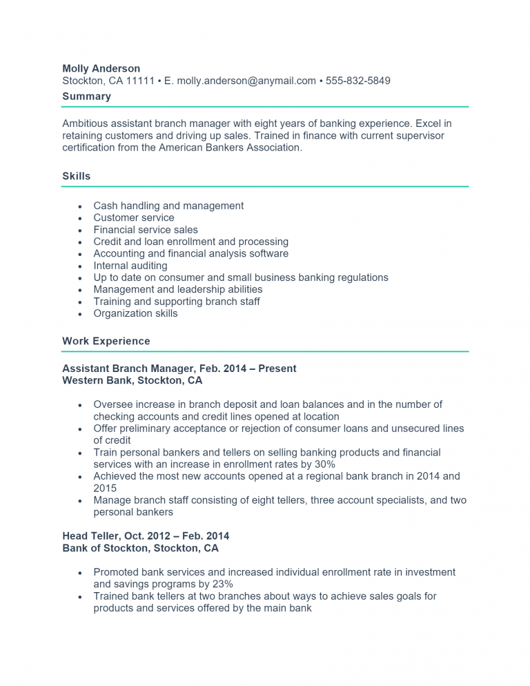 Download Free Branch Manager .Docx(Word) Template on ResumeThatWorks.com