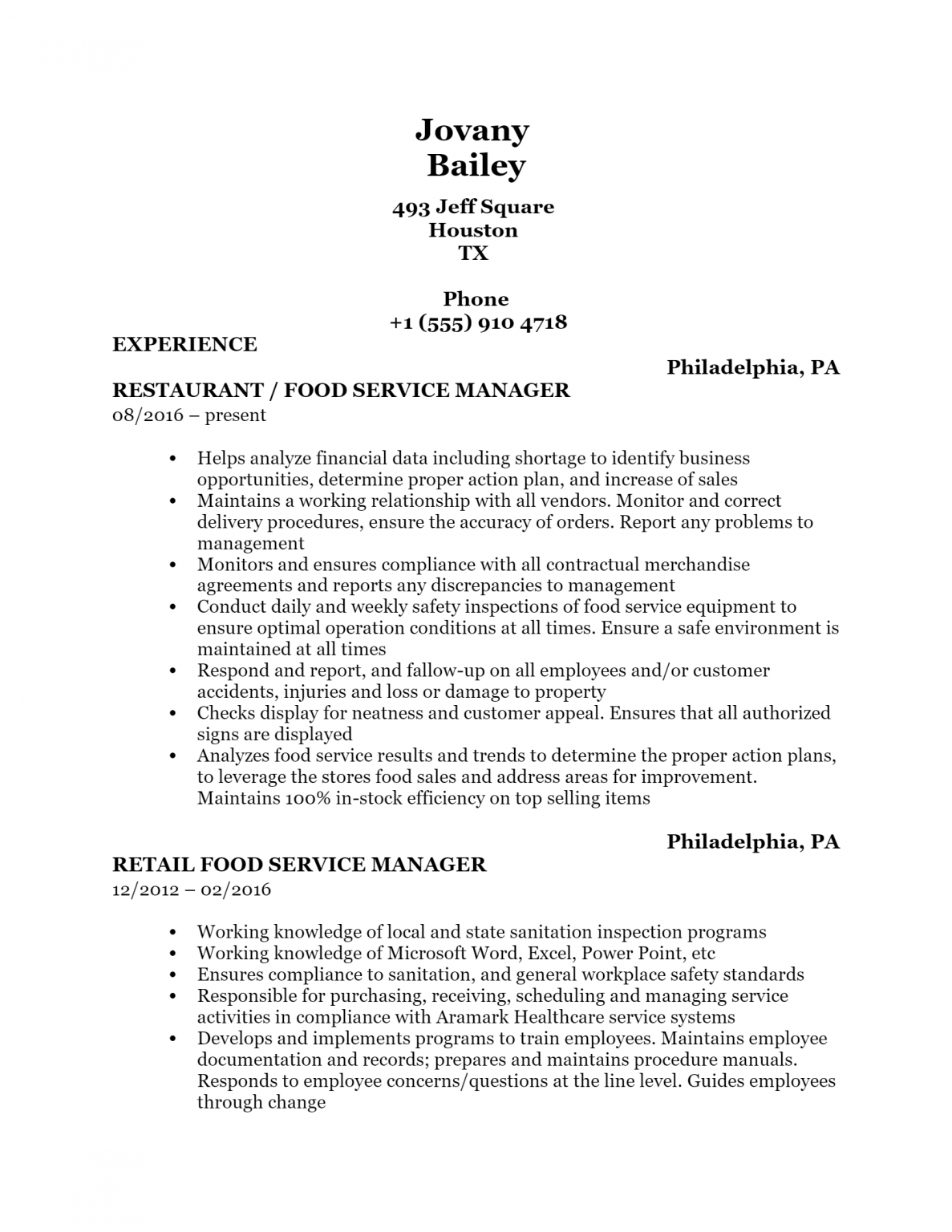 Download Free Food Service Manager .Docx(Word) Template on ...