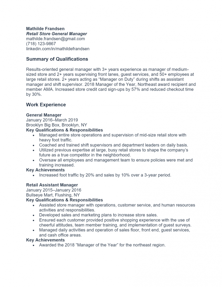 Download Free General Manager .Docx(Word) Template on ResumeThatWorks.com