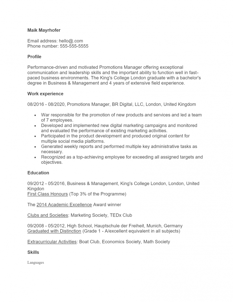 Download Free Promotions Manager .Docx(Word) Template on ...